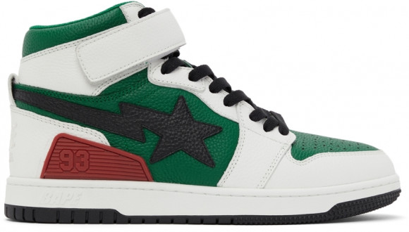 BAPE White & Green Block STA Hi Sneakers