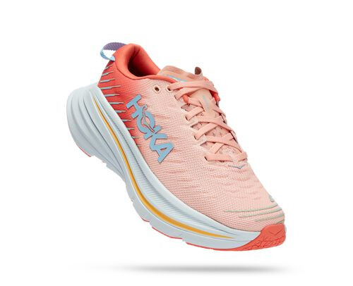 HOKA Women's Bondi X Shoes in Camellia/Peach Parfait