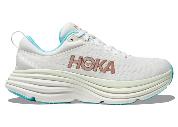 HOKA Women's Bondi 8 Road Running Shoes in Frost/Rose Gold