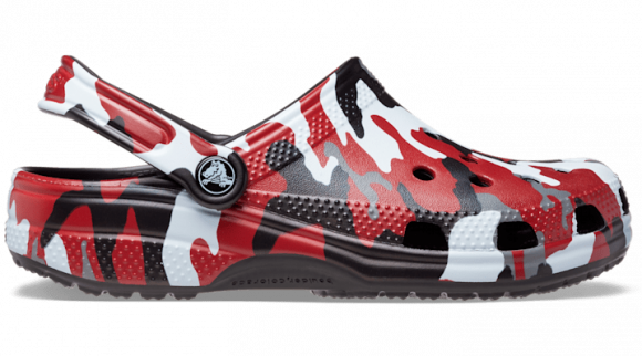 Crocs Classic Printed Camo Clogs Unisex Black / Red