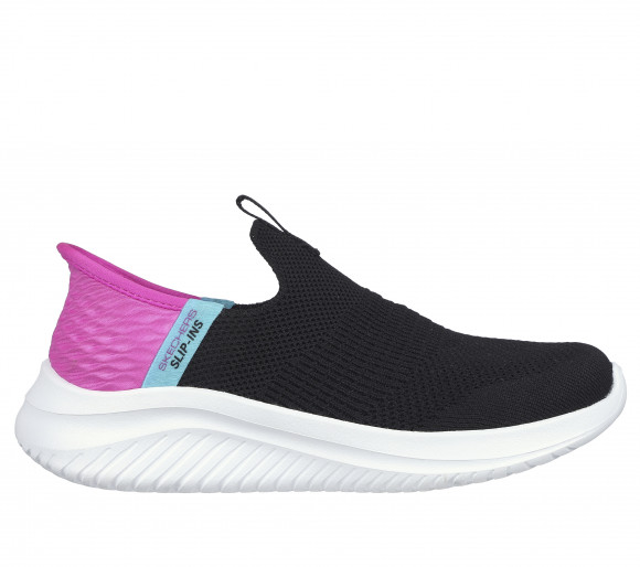 Skechers Girls Slip-Ins: Ultra Flex 3.0 - Fresh Times Sneaker in Black/Pink