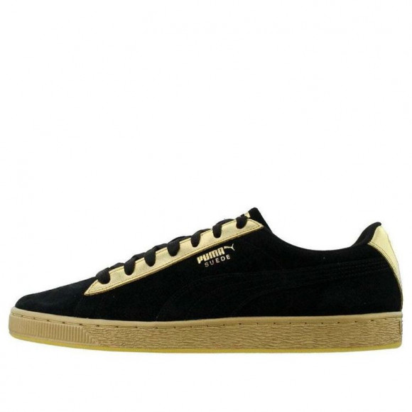 PUMA Suede Classic Metallic Leisure Board Shoes en Black/Gold Skate ...