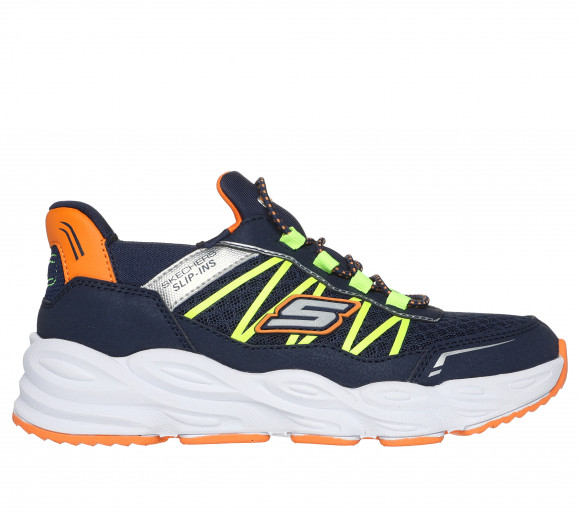 Skechers Boy's Slip-ins - Turbo Tread Sneaker in Navy Blue/Orange