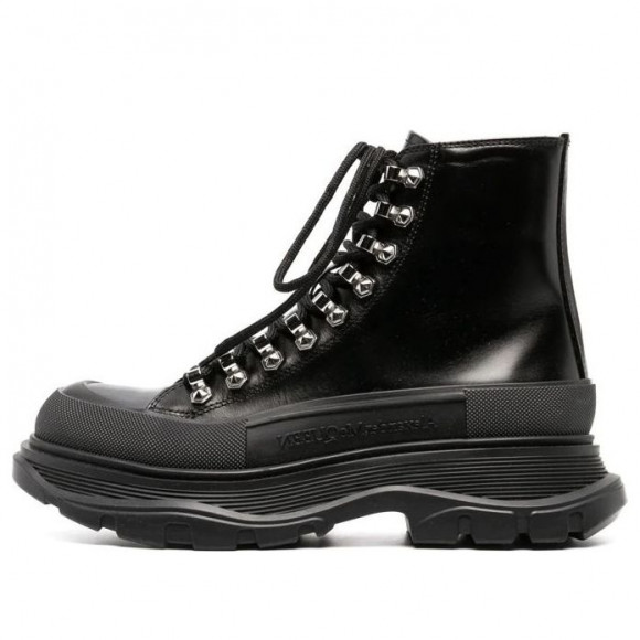 (WMNS) Alexander McQueen Tread Slick Boots 'Black Silver'
