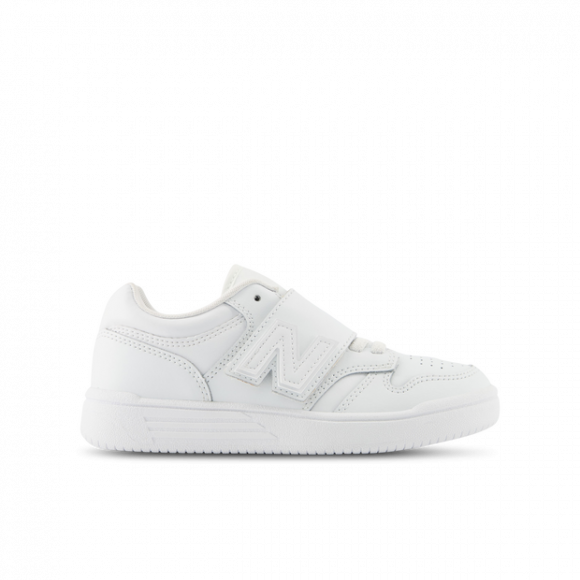 New Balance Kids' 480 Bungee Lace with Top Strap in White Synthetic