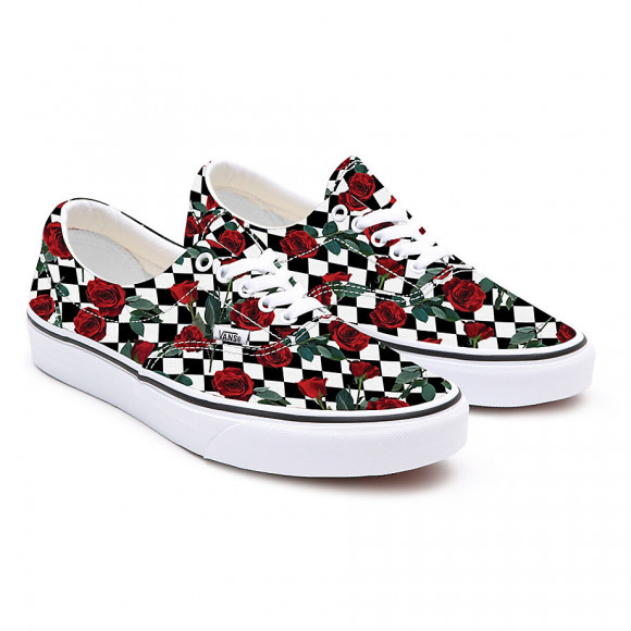 VANS Customs Checkerboard Roses Era (checkerboard) Men,women White